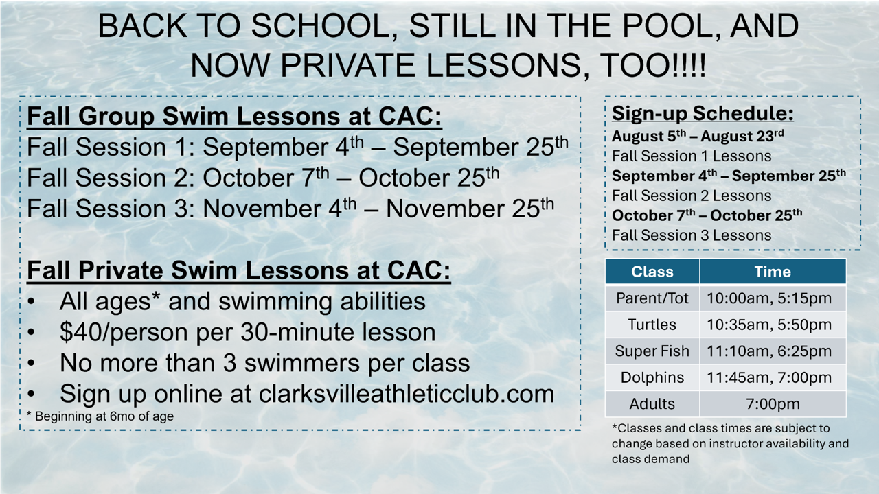 Swim Lessons | Clarksville Athletic Club